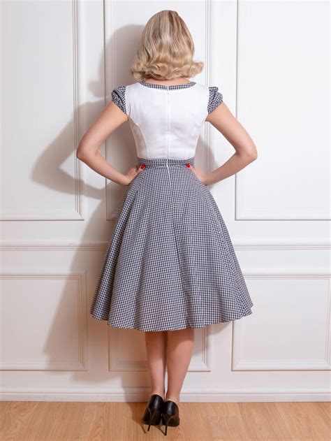 Black And White Gingham Contrast Vintage Style Swing Dress Revivalvintage