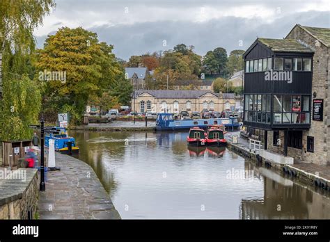 Looking Down On Skipton Canal Basin From Belmont Bridge In Skipton In