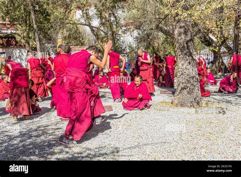 The Debating Monks At Sera Monastery Lhasa Tibet China Wonderful To