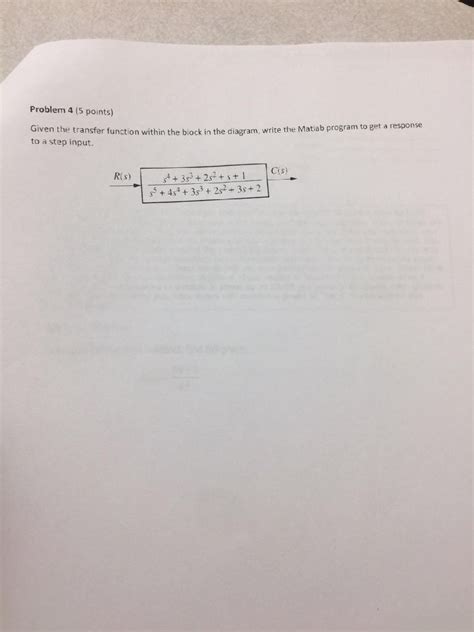 solved problem 4 5 points given the transfer function