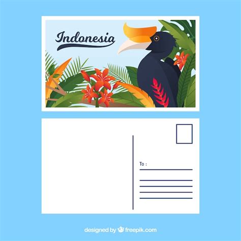 Molde de cartão postal de viagem em estilo plano Vetor Grátis
