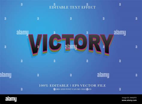 Victory 3d Text Effect Styles Mockup Concept Black Text Stock Vector