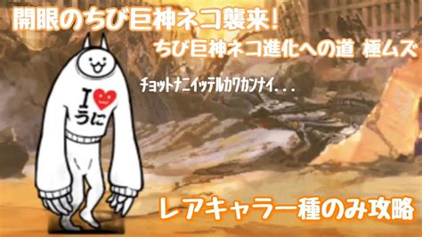 【にゃんこ大戦争】開眼のちび巨神ネコ襲来《ちび巨神進化への道 極ムズ【レアキャラ一種のみ攻略】 Youtube
