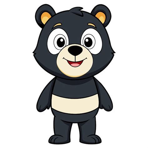 A Cartoon Of A Panda Bear With A White Belly And A Black Nose Premium