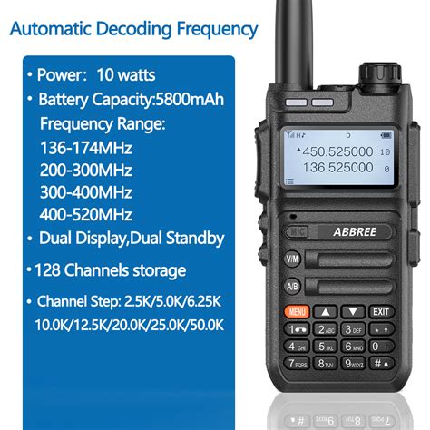 ABBREE AR F5 10W Powerful Walkie Talkie Automatic Wireless Copy Frequency Long Range USB