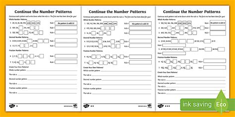 Number Patterns Differentiated Activities Twinkl
