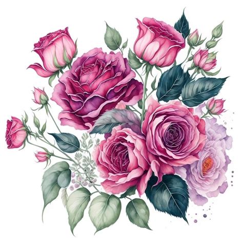 Premium Photo Beautiful Abstract Watercolor Rose Bouquet Illustration