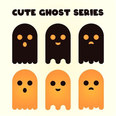 Premium Vector Set Of Halloween Cute Ghost Series