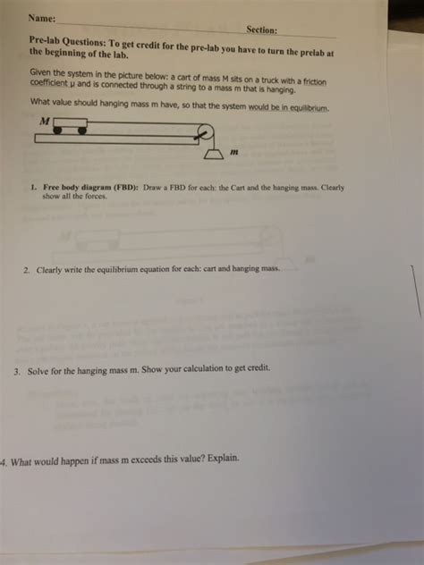 Solved Name Section Pre Lab Questions To Get Credit For Chegg
