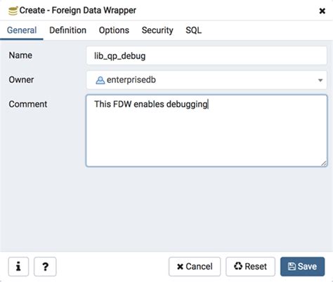 Foreign Data Wrapper Dialog — Pgadmin 4 55 Documentation