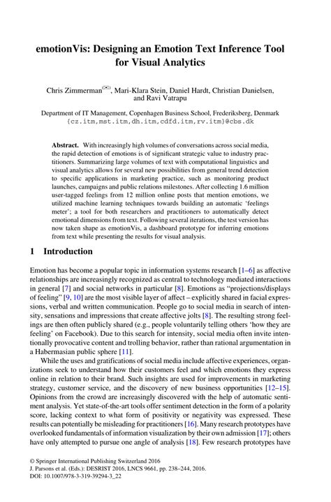 Pdf Emotionvis Designing An Emotion Text Inference Tool For Visual