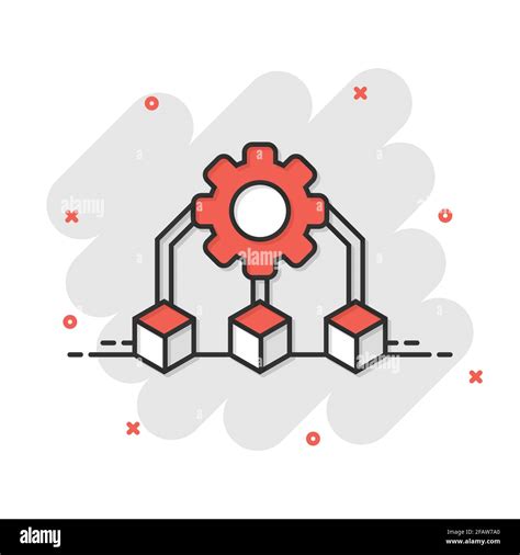 Api Technology Icon In Comic Style Algorithm Cartoon Vector