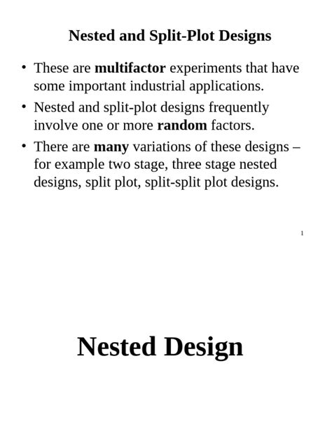 Nestedand Split Plot Designs Pdf