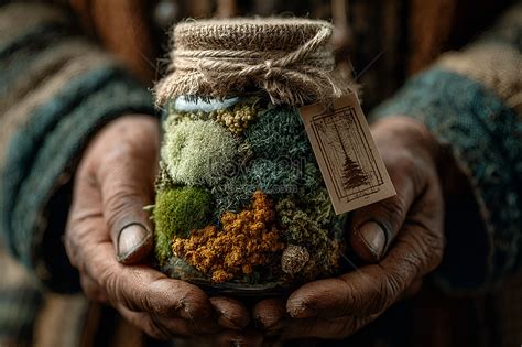 유리 병을 손에 들고