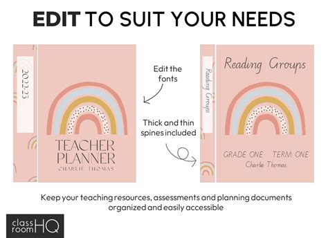 Boho Rainbow Binder Book Covers Pack Classroom Hq