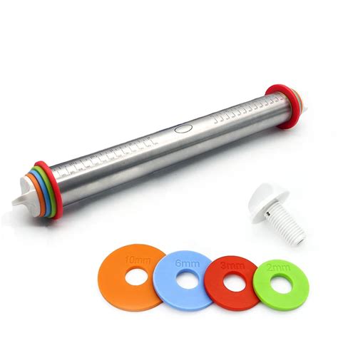 Length Adjustable Rolling Pin Stainless Steel Fondant 44cm Rolling Pin
