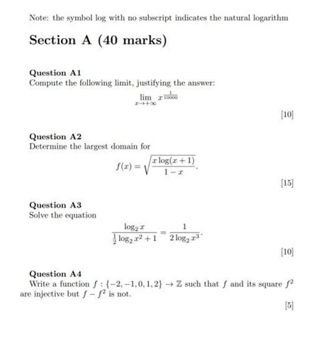 Solved Note The Symbol Log With No Subscript Indicates The Chegg Com