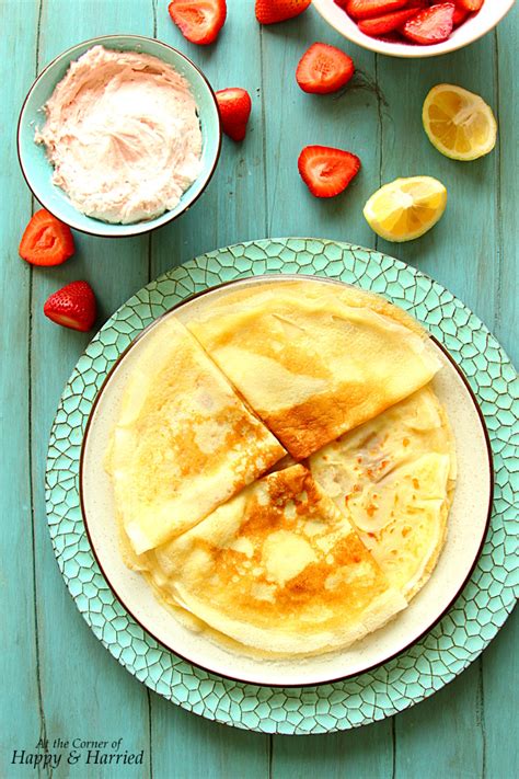 Lemon Crepes With Strawberry Cream Cheese Filling