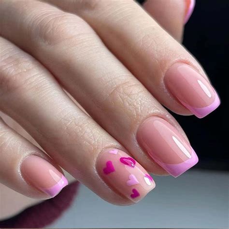 Foccna French Tip Press On Nails Medium Love Fake Nails