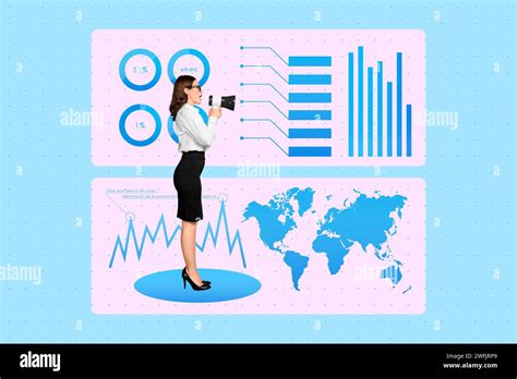 Photo Illustration Creative Collage Business Lady Announce Results