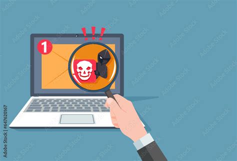 vecteur stock hacker hide malware and virus program inside email on