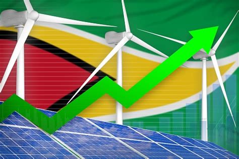 가이아나 태양과 풍력 에너지 상승 차트 화살표 업녹색 자연 에너지 산업 그림 3d 일러스트레이션 0명에 대한 스톡 사진 및 기타 이미지 Istock