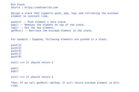 Get Minimum Element From Stack In O Min Stack