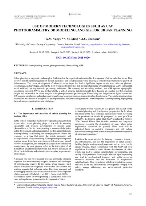 Pdf Use Of Modern Technologies Such As Uav Photogrammetry 3d Modeling And Gis For Urban