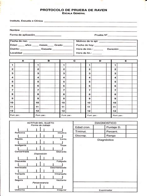 Test Raven De Matrices Progresivas Hoja Respuestas Pdf