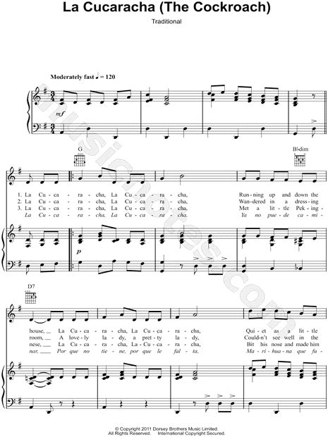 La Cucaracha Guitar Chords