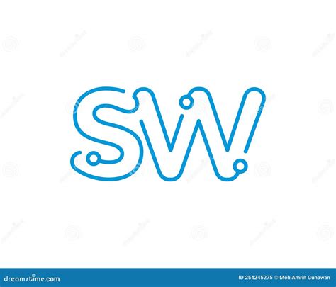 Sw Letters Electronic Circuit Technology Logo Design Vector 001 Stock