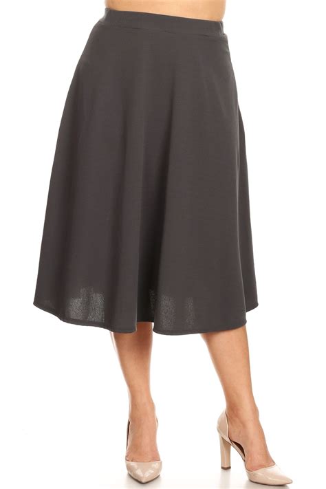 Womens Plus Size A Line Midi Skirt Casual Flared Design With High