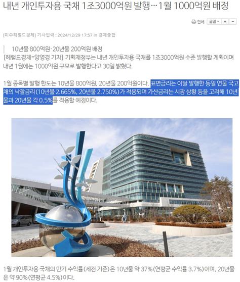 개인투자용 국채 주의해야 할 점 Mlbpark