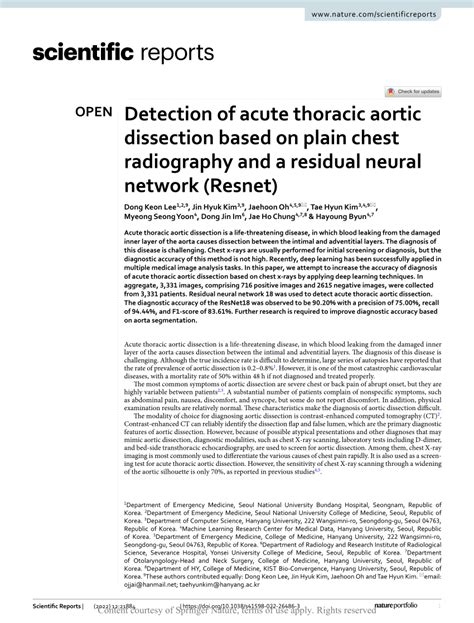 Pdf Detection Of Acute Thoracic Aortic Dissection Based On Plain