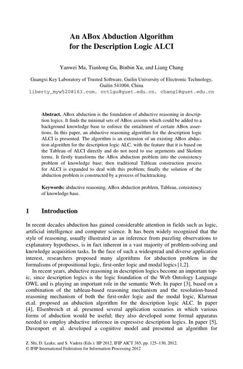pdf an abox abduction algorithm for the description logic alci