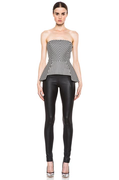 Sass And Bide Bad Seeds Poly Blend Strapless Top In Black And White Stripe