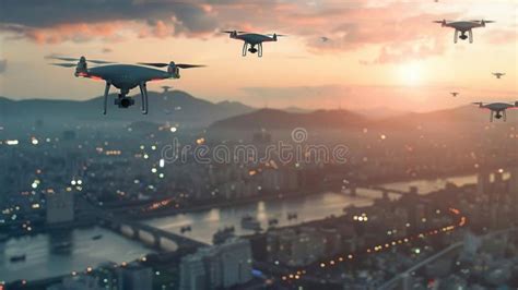 Future Of Surveillance Advanced Drone Technology Concept Stock