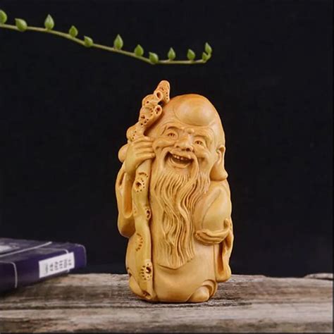 Wshyufei Boxwood Carving Shouxing Hand Piece Home Feng Shui Wood