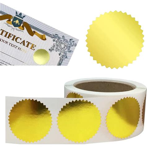 Certificate Award Seals Stickers Gold Metallic Stickers