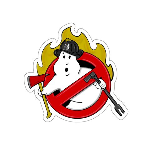 Ghostbusters Firefighter Fireman Haunted Fire Station Design Kiss Cut Sticker In 2025 Fireman