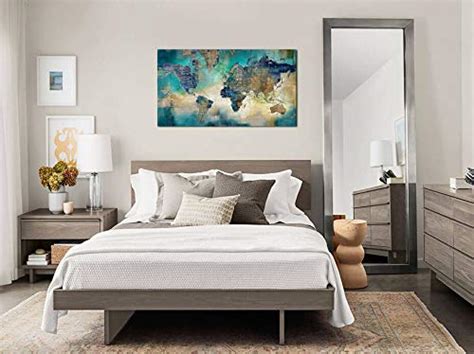 Large World Map Canvas Prints Wall Art For Living Room Office 24x48