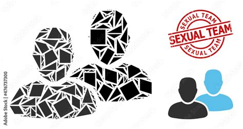 Simple Geometric Clients Mosaic And Sexual Team Rubber Stamp Red Stamp Contains SEXUAL TEAM