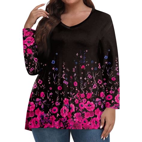 Hkibbfh Womens Plus Size Tops Fashion Womens Tops 4x Plus Size V Neck