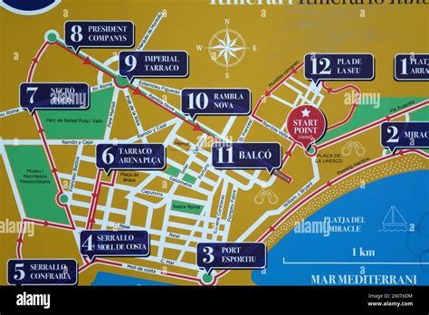 Tarragona Spain April 13 2024 Tourist Map Of Tarragona That