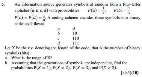 Solved An Information Source Generates Symbols At Random From A Four