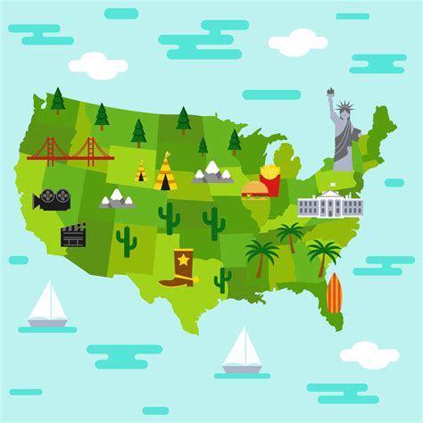 Map Of Usa With Pictures Of Landmarks Sybyl Eustacia