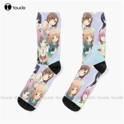 Hentai Grupo De Meias De Meninas Vermelho Branco E Azul Meias Personalizadas Unisex Adulto