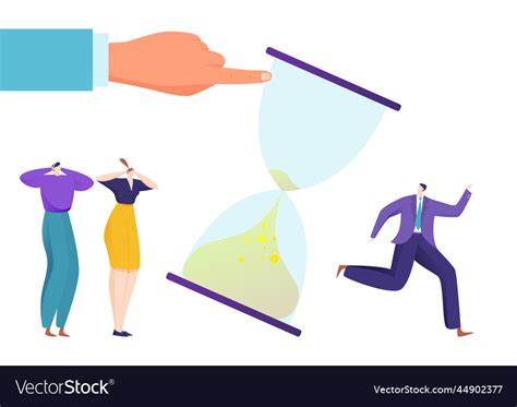 Businessman Push Hourglass Tiny Business People Vector Image