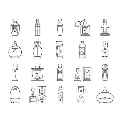 Premium Vector Fragrance Bottle Perfume Cosmetic Icons Set Vector