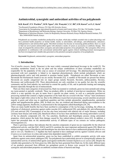 Pdf Antimicrobial Synergistic And Antioxidant Activities Of Tea Polyphenols